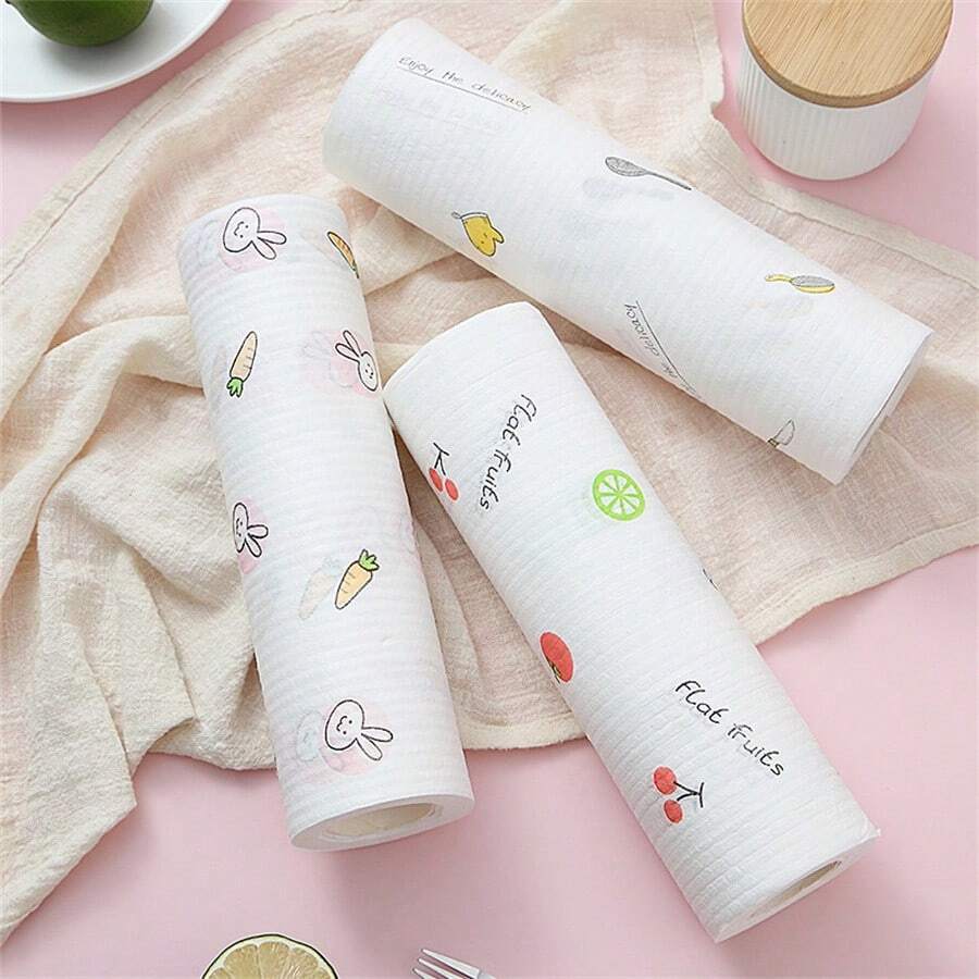 50pcs/Roll, Slouchy Rag, Dry And Wet Dual-Use Household Cleaning Rag ...