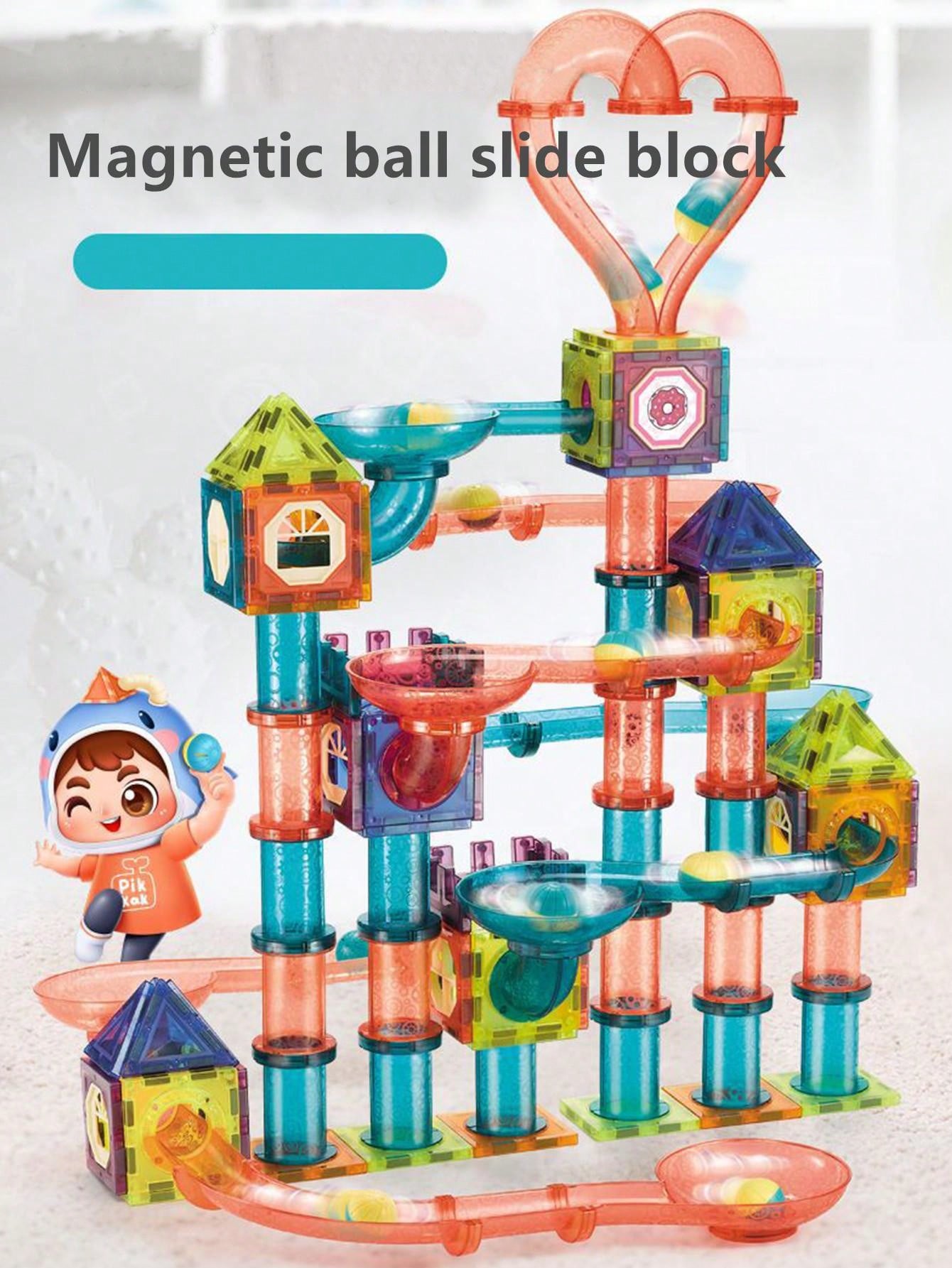 Magnetic Roller Coaster Building Blocks Toy Set With Colorful Window ...