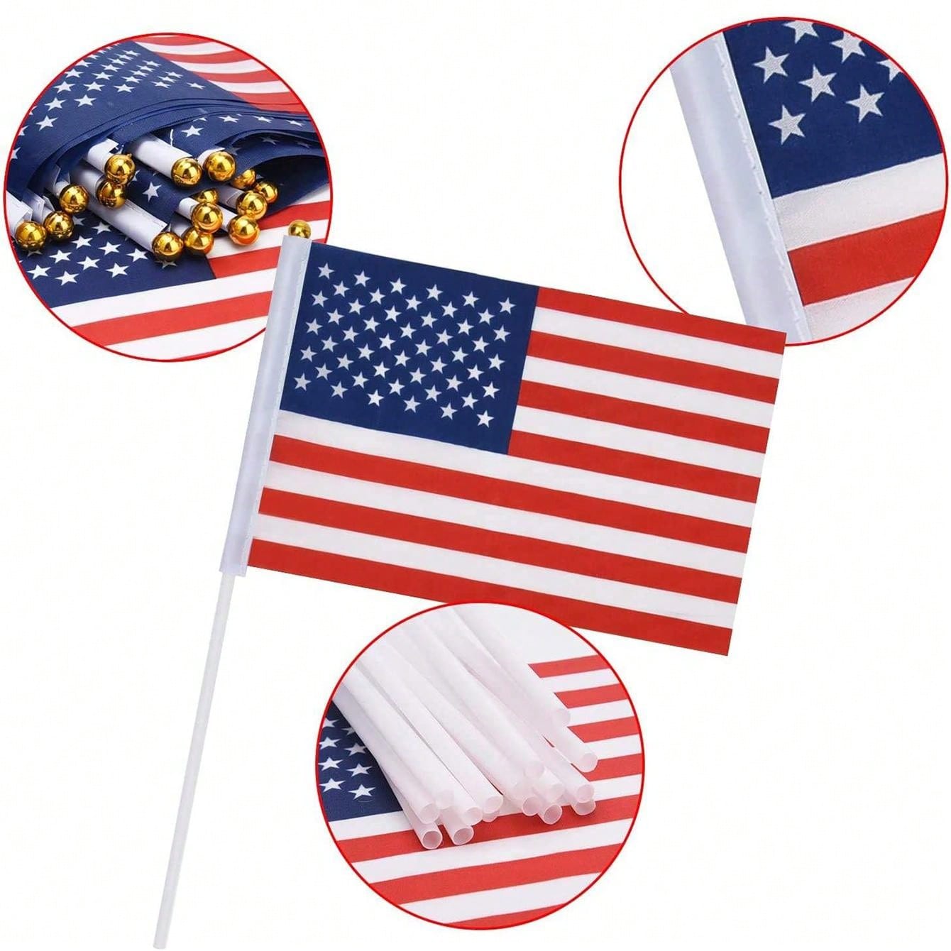 4/6/8/12 Pcs Small American Flags On Stick 5x8 Inch, Mini HandHeld ...