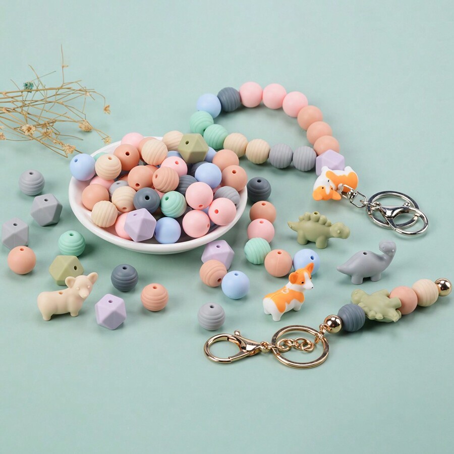 68pcs/Set 15mm Multicolor Circular Beehive Silicone Bead 14mm Mini ...