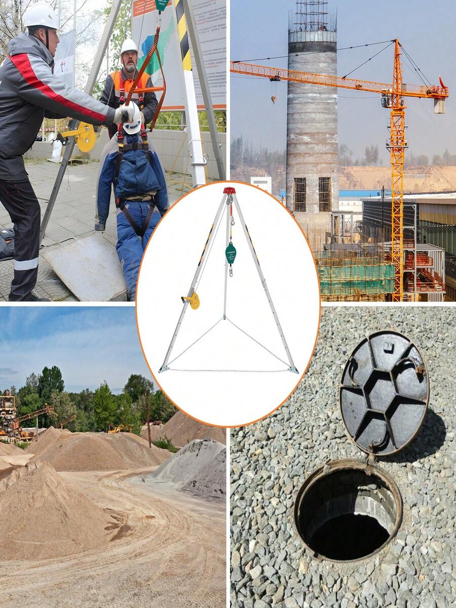 Confined Space Tripod Kit With 1200 LBS Lifting Winch And Fall Arrester ...