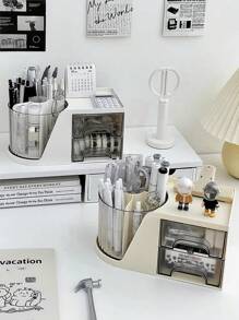 1pc Small/Large Revolving Cylinder Storage Box With Drawer For Desktop ...