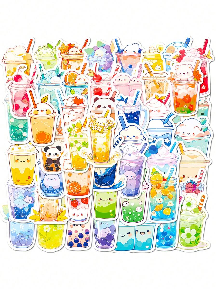 Boba Stickers 50PCS Kawaii Bubble Tea Stickers,Drink Stickers, Vinyl ...