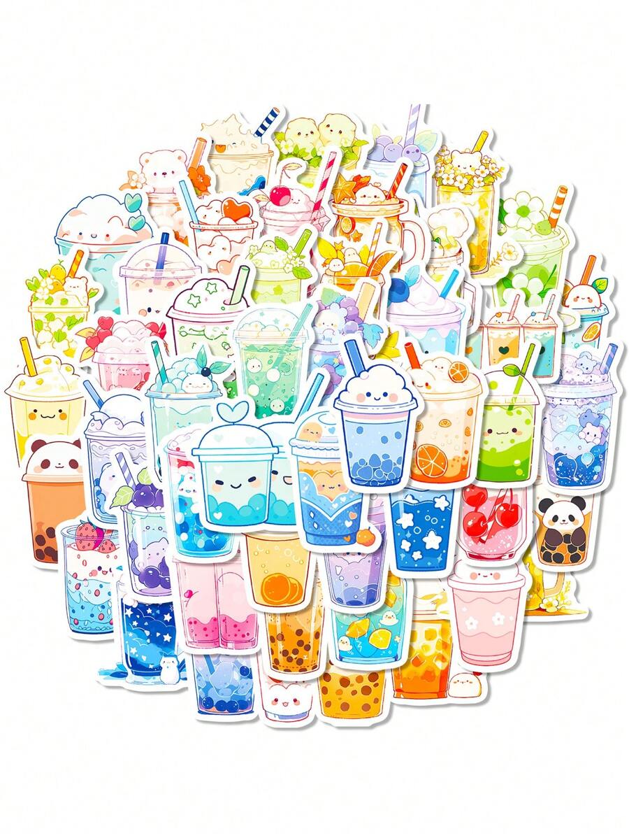 Boba Stickers 50PCS Kawaii Bubble Tea Stickers,Drink Stickers, Vinyl ...