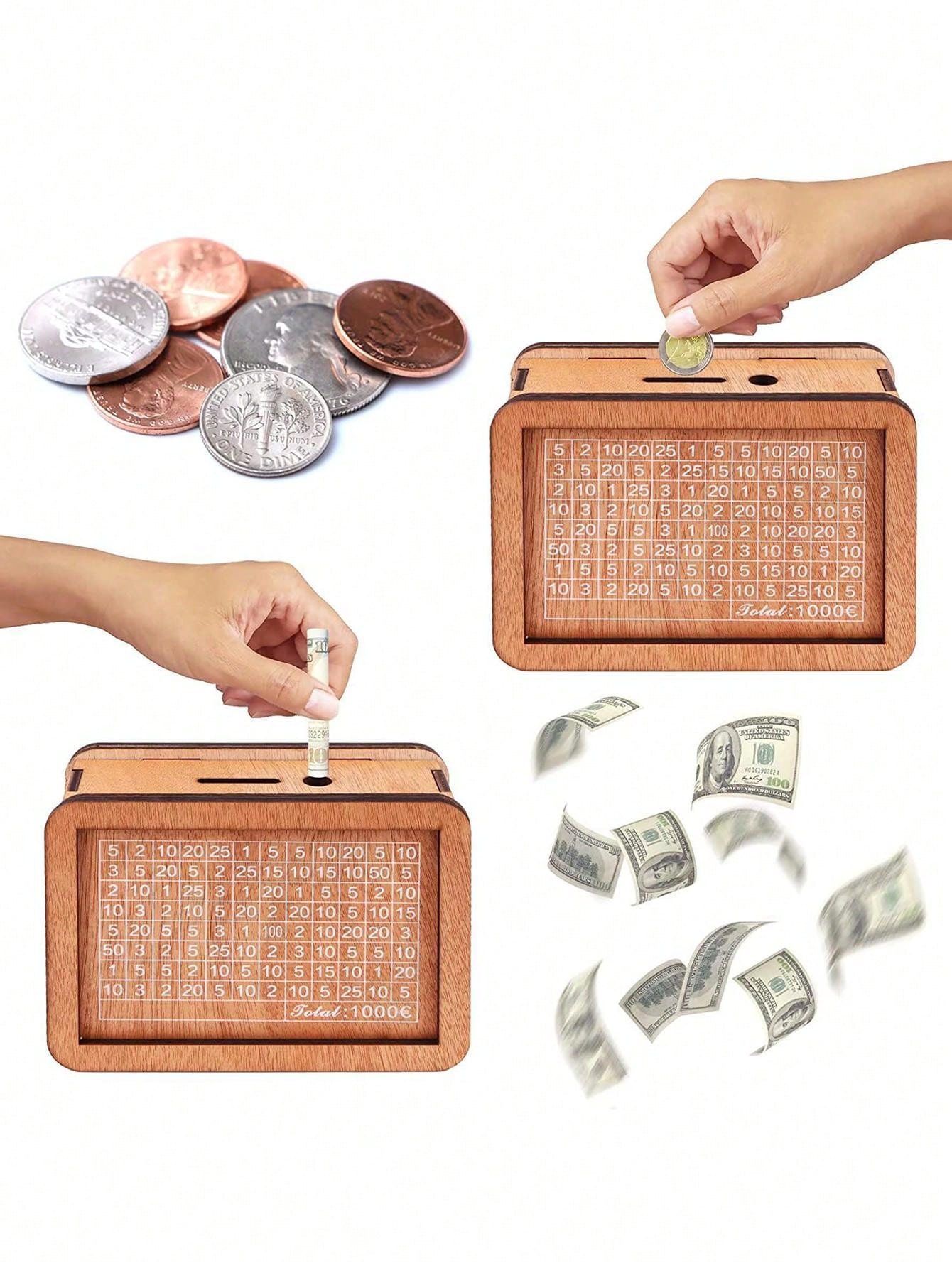 Money Box With Counter, Wooden Desktop Target Saving Jar, Gift Boxed ...