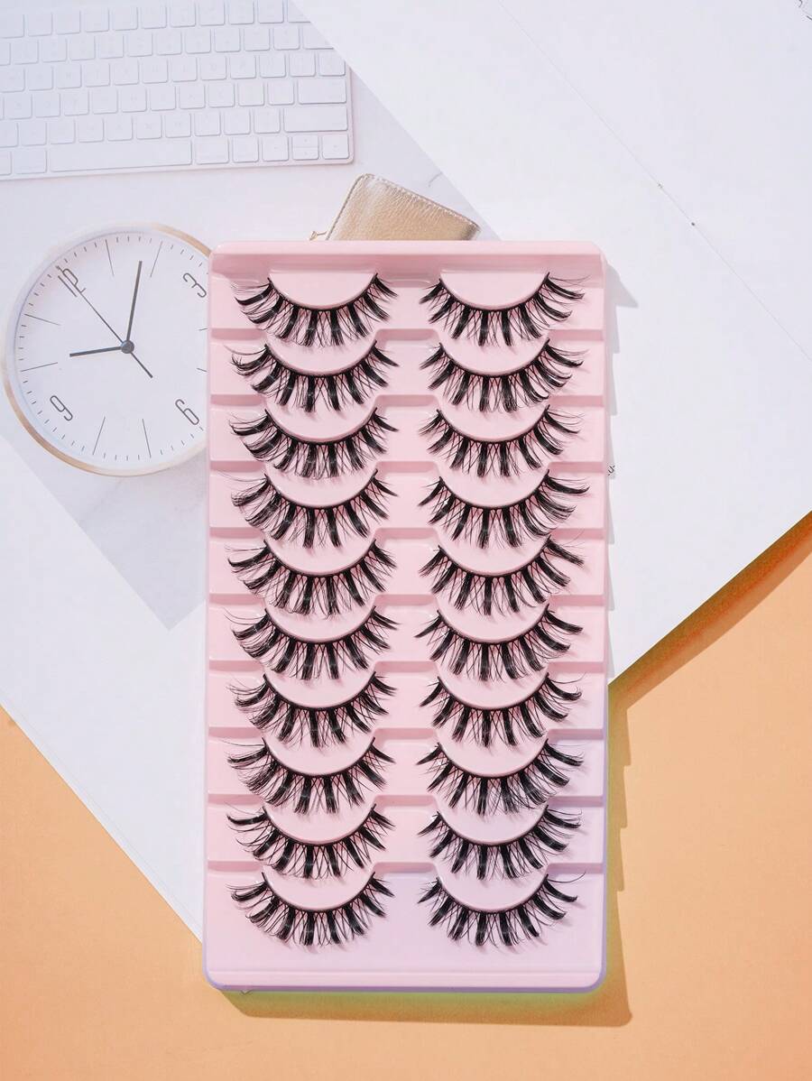 10 Pairs/Set Crossed Natural Length False Eyelashes 8-16mm | SHEIN USA