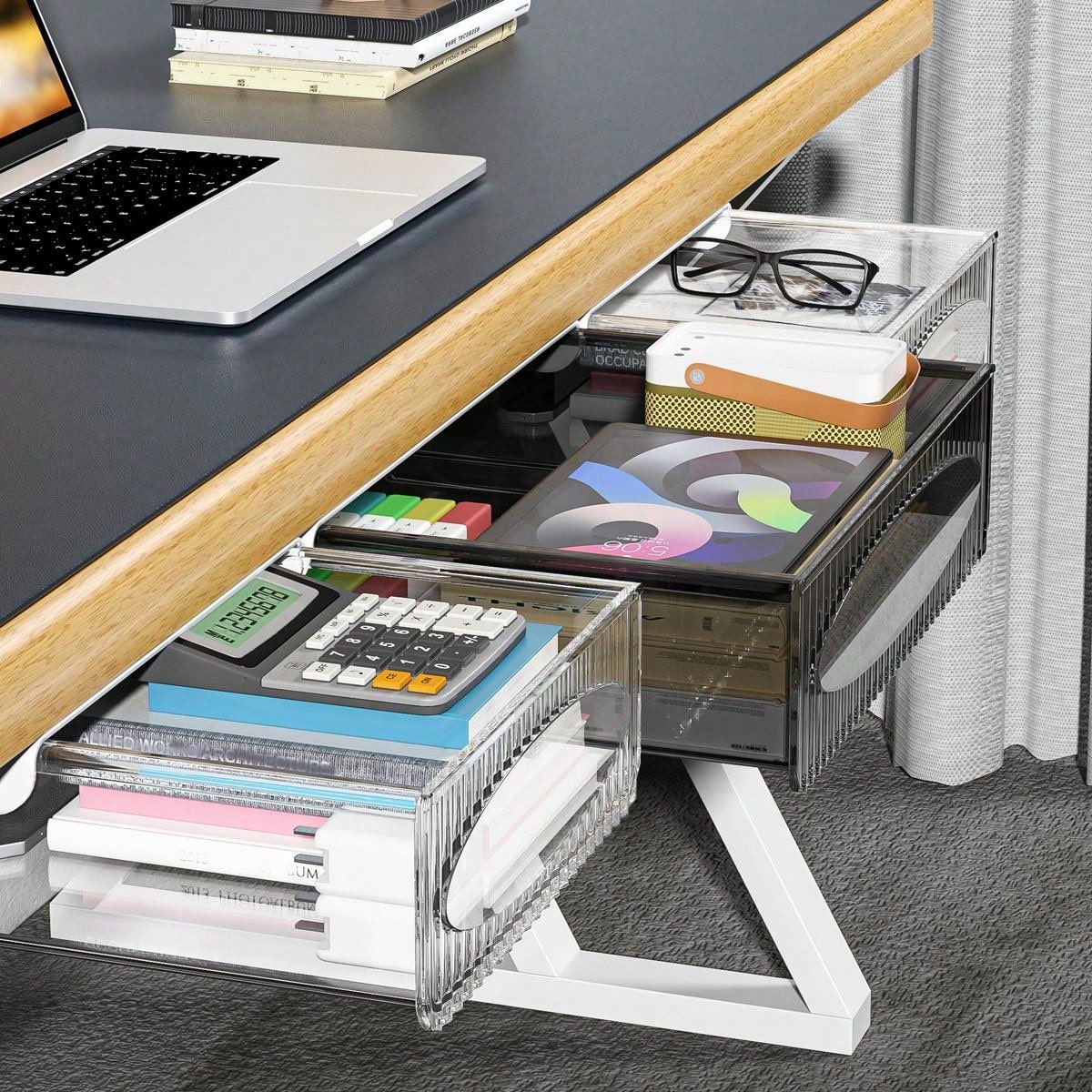 Self-Adhesive Desktop Drawer, Under Desk Drawer Storage Box, No ...