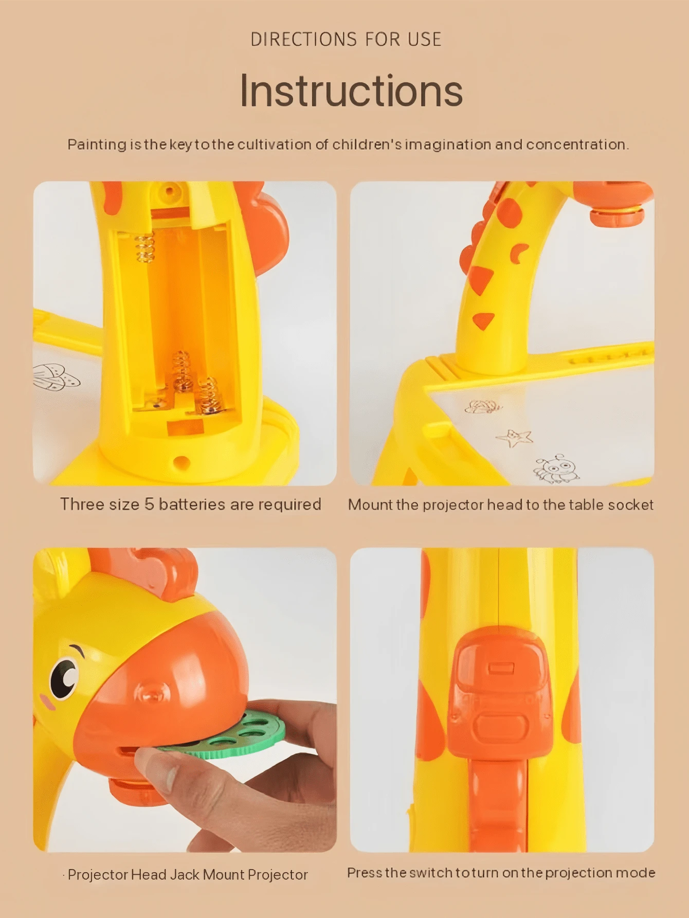 1box Multifunctional Projection Drawing Table Deer Cartoon Shape With ...