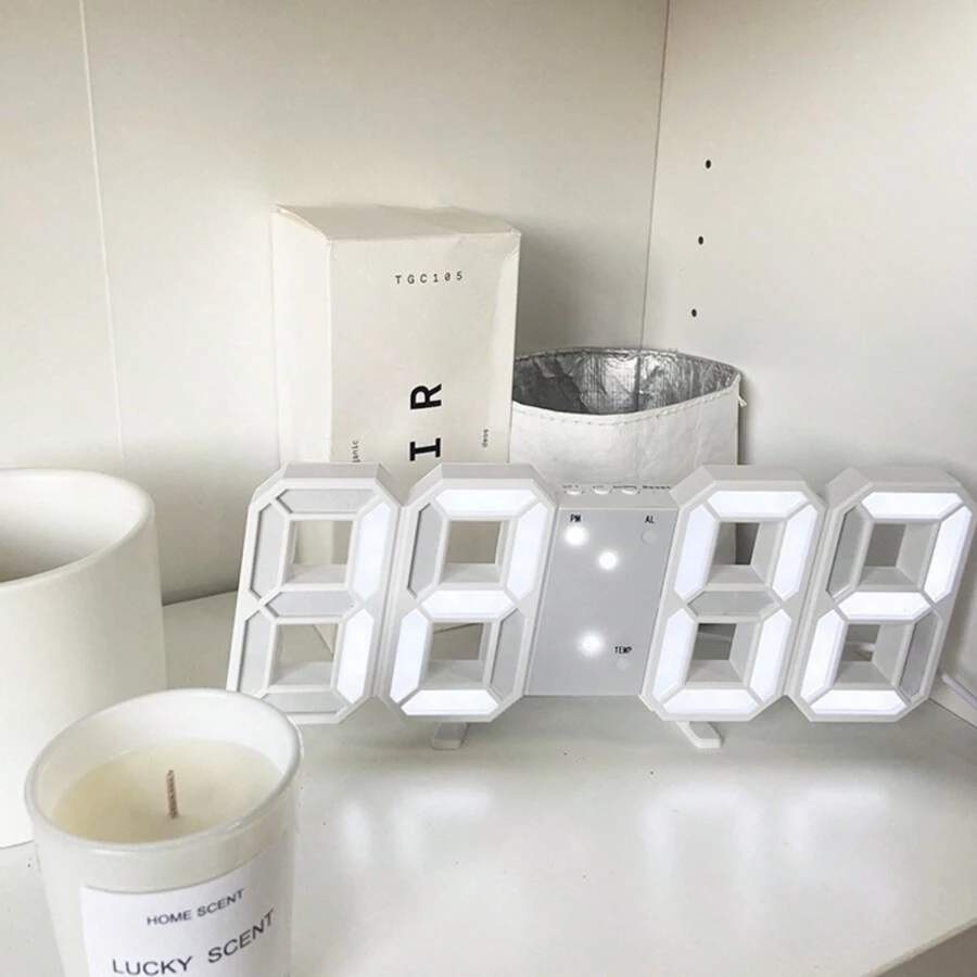 1pc Led Digital Alarm Clock With Temperature, 3d Wall Mounted Desk ...