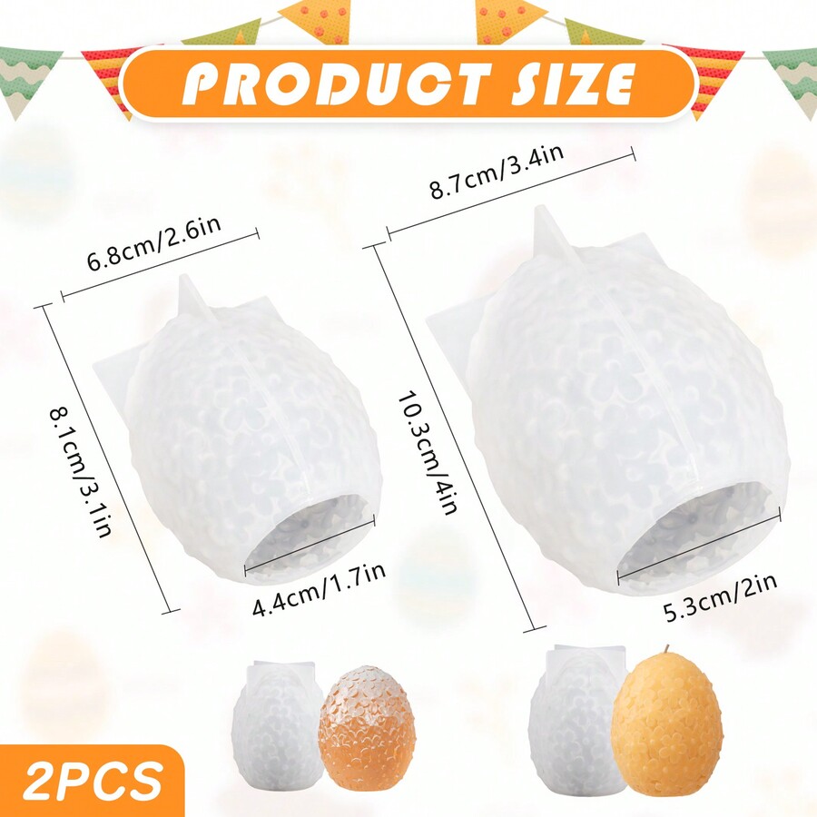 2 Pcs 3D Easter Silicone Moulds, Easter Epoxy Casting Resin Mould Eggs ...
