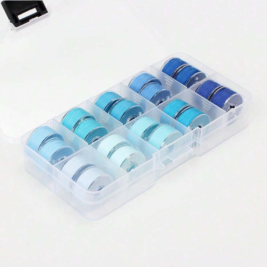 10-Grid New Bobbin Box With Transparent Thread, Bobbin With Fixed Color ...