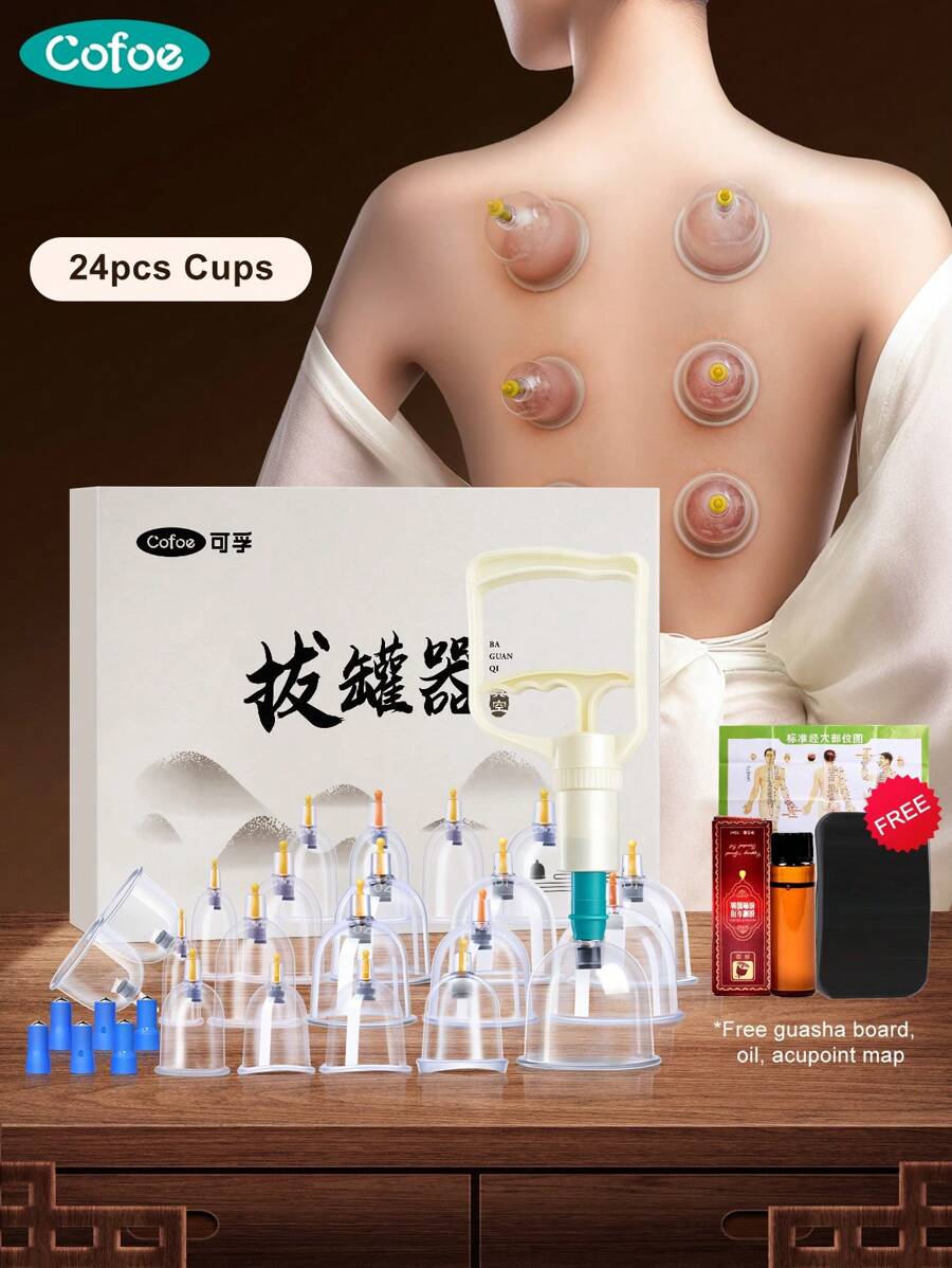 Cofoe Kit d'aspiration par ventouses sous vide Acupuncture corporelle Outils de ventouse ...