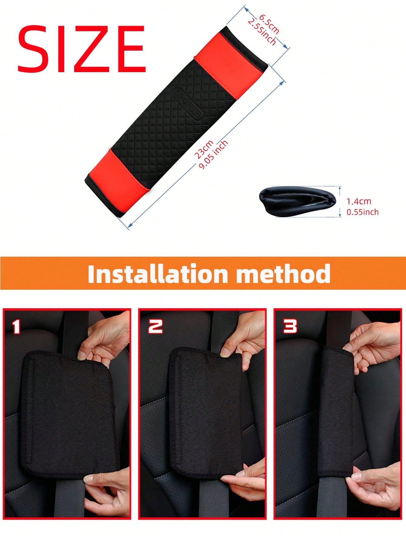 1pc Car Seat Belt Shoulder Pad Cover With Pu Leather & Sports Logo ...