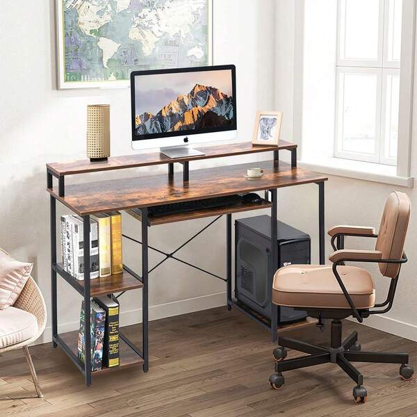 INOMAK 47 Inch Computer Desk With Monitor Shelf Home Office Desk ...