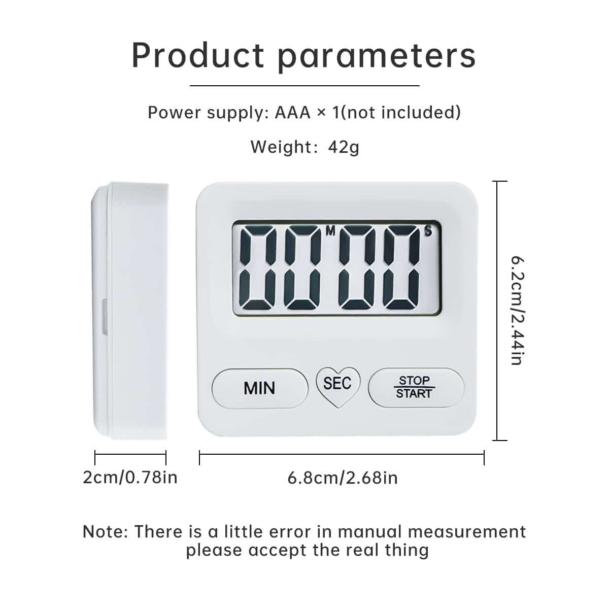 1pc Heart Shaped Timer Kitchen Alarm Study Time Management Electronic ...