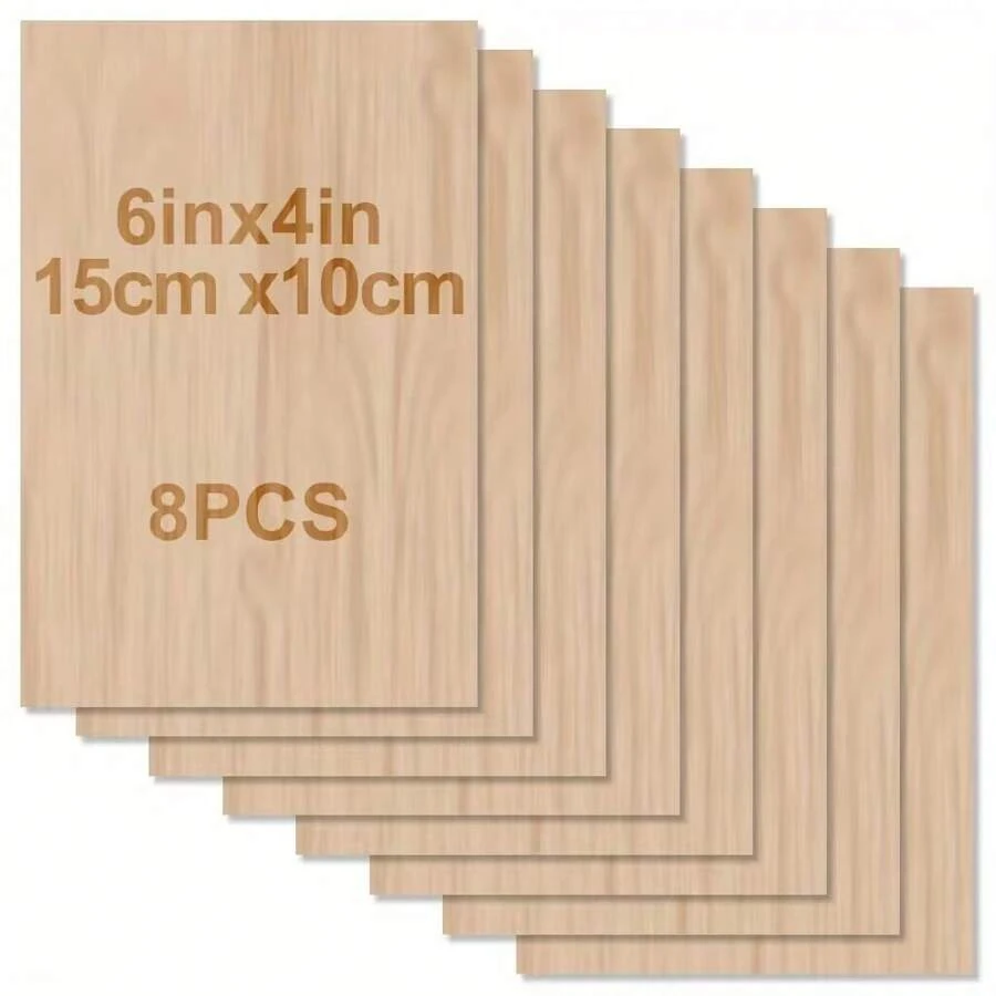 8PCS Unfinished Wood, Wood Sheets For Crafts- 6 X 4 X 1/12 Inch- 2mm ...