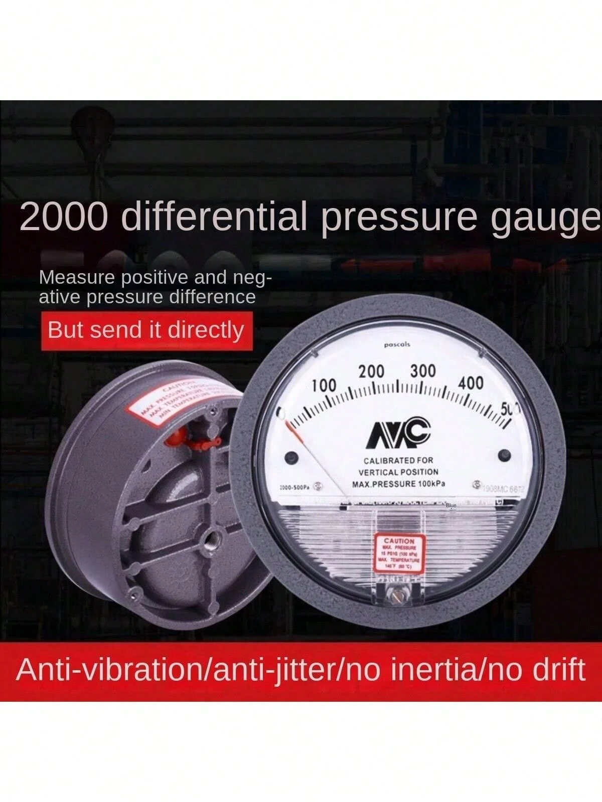 1pc 0-60pa Differential Pressure Gauge With Package For Measuring ...