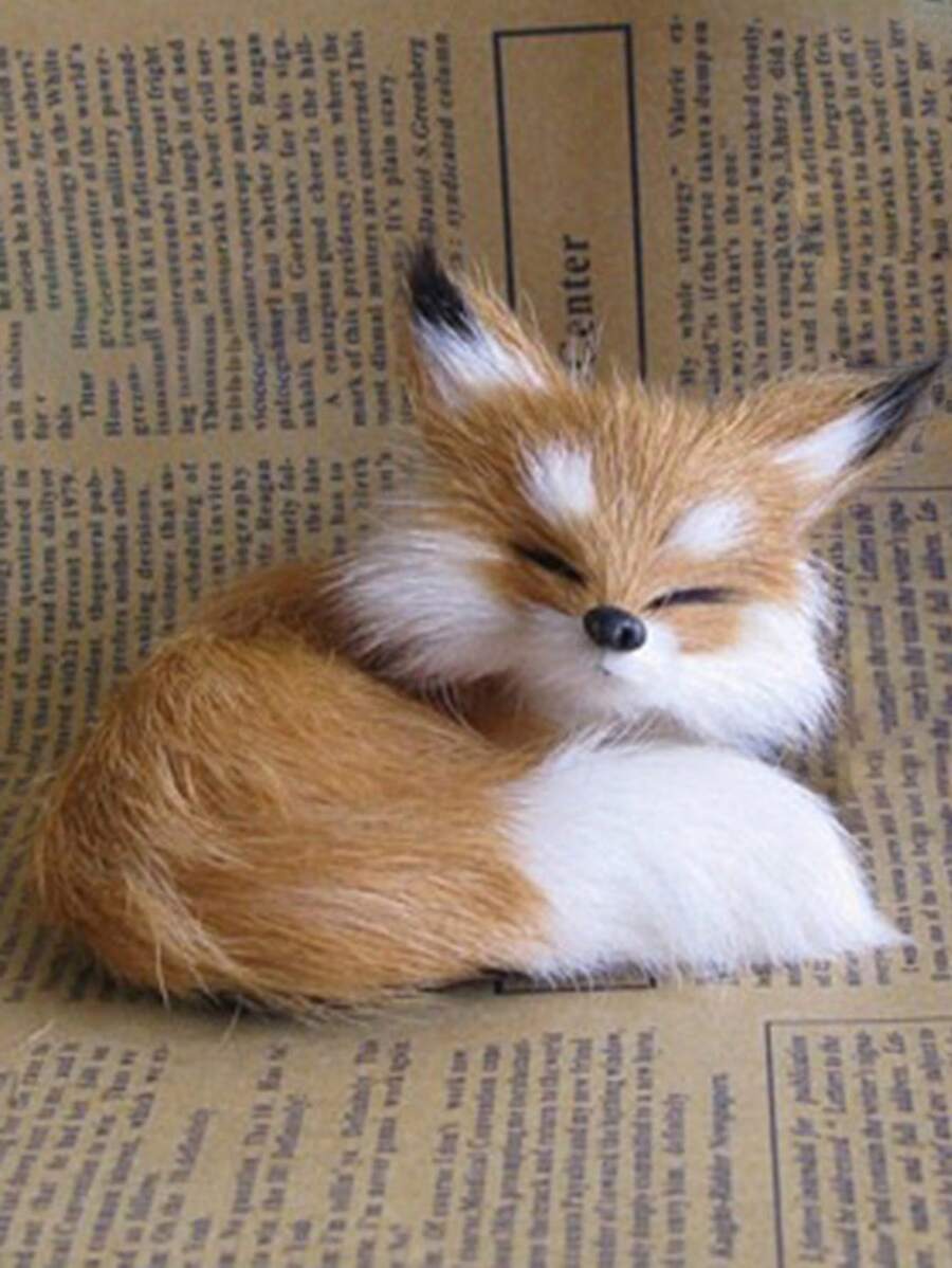 1pc Realistic Cute Sleeping Fox Figurine For Car, Window, Living Room ...