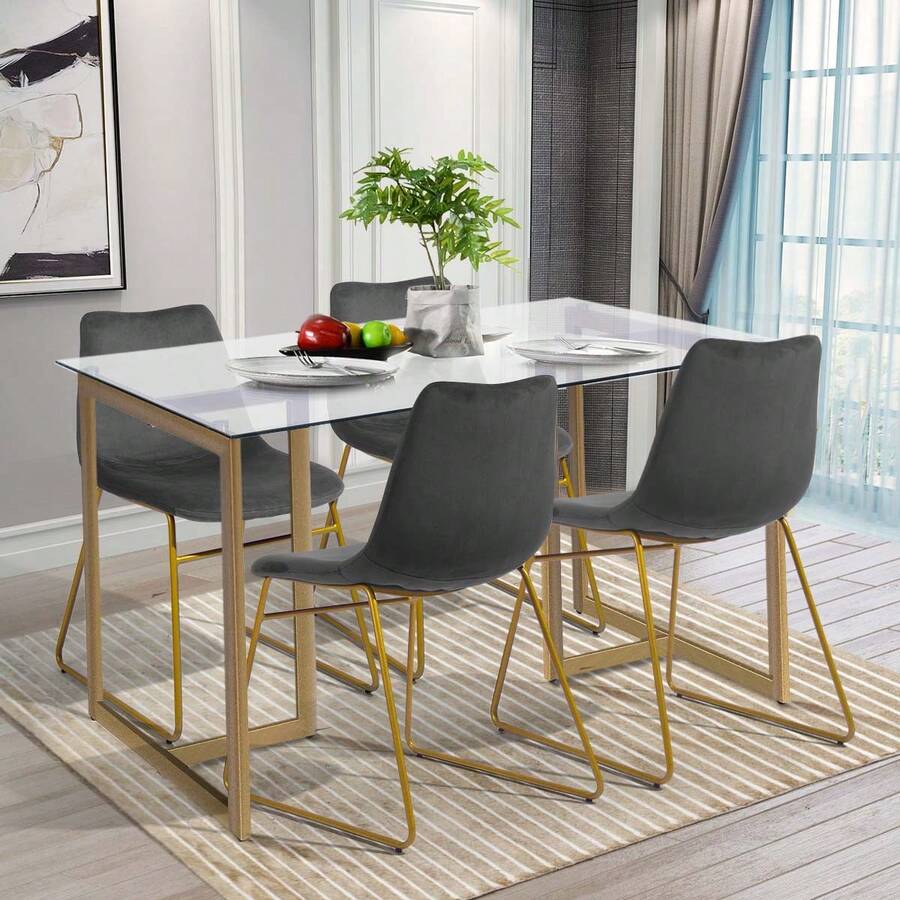 Modern Dining Chairs Set Of 2, Velvet Upholstered Side Chairs With ...