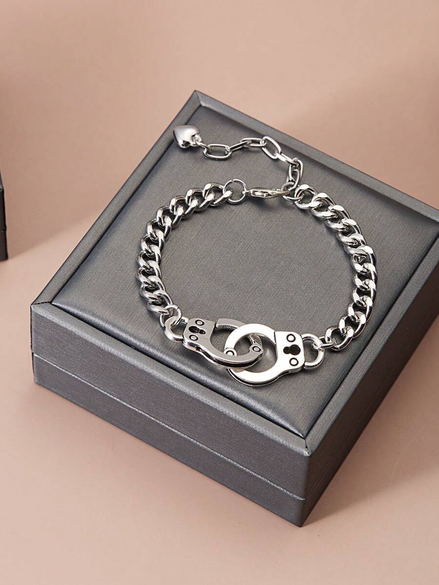 1pc Fashionable Unisex Nk Thick Chain Handcuff Bracelet, Punk/Hip Hop ...