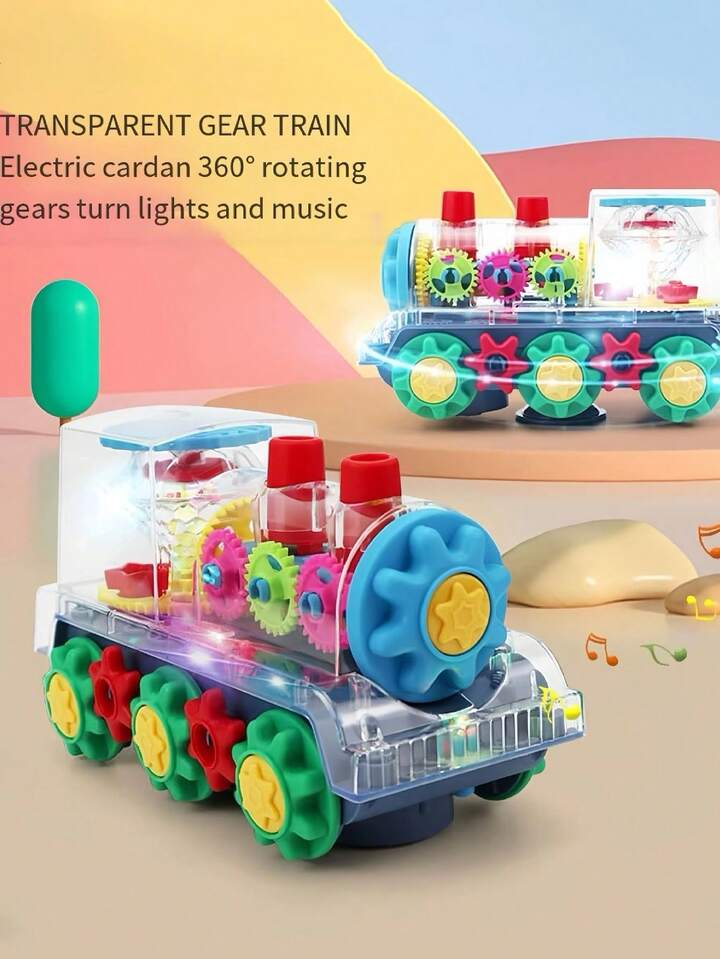 1box Electric 360-Degree Transparent Gear Train Music Light Stunt ...