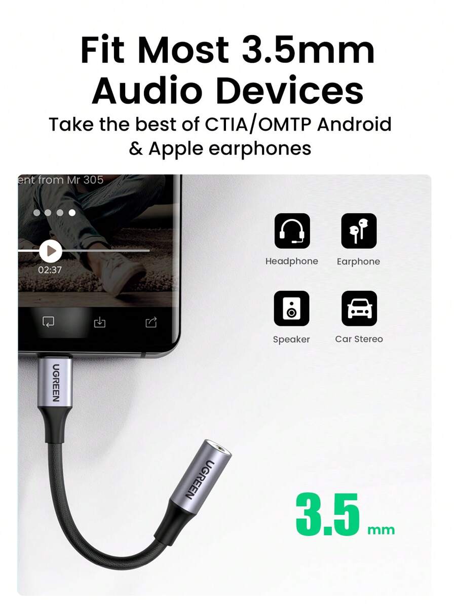 UGREEN USB C To 3.5mm Audio Adapter DAC Chip Compatible With Iphone 15 ...