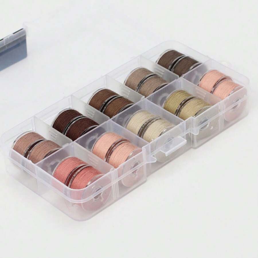 10-Grid New Bobbin Box With Transparent Thread, Bobbin With Fixed Color ...