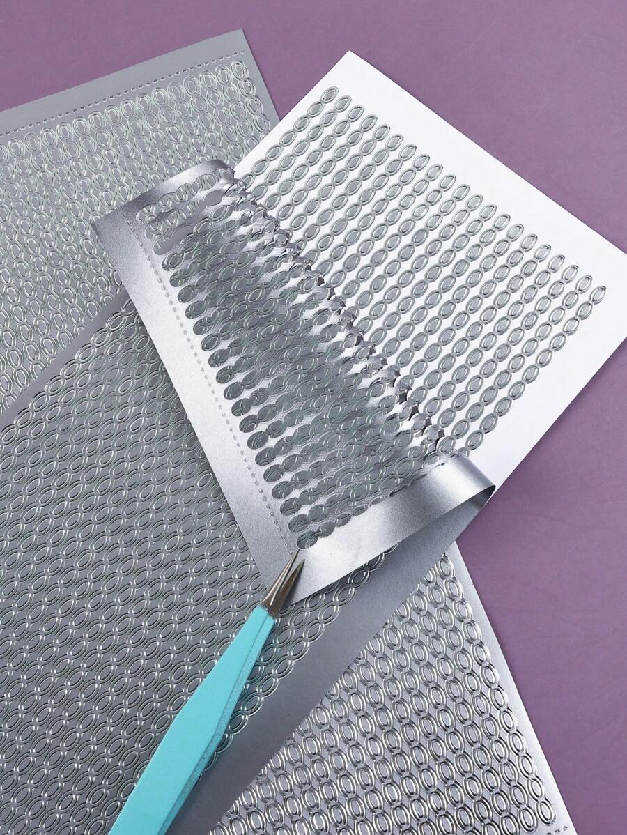 1pc Hot Stamping Gold & Silver Sticker, Chain In Silver, For ...