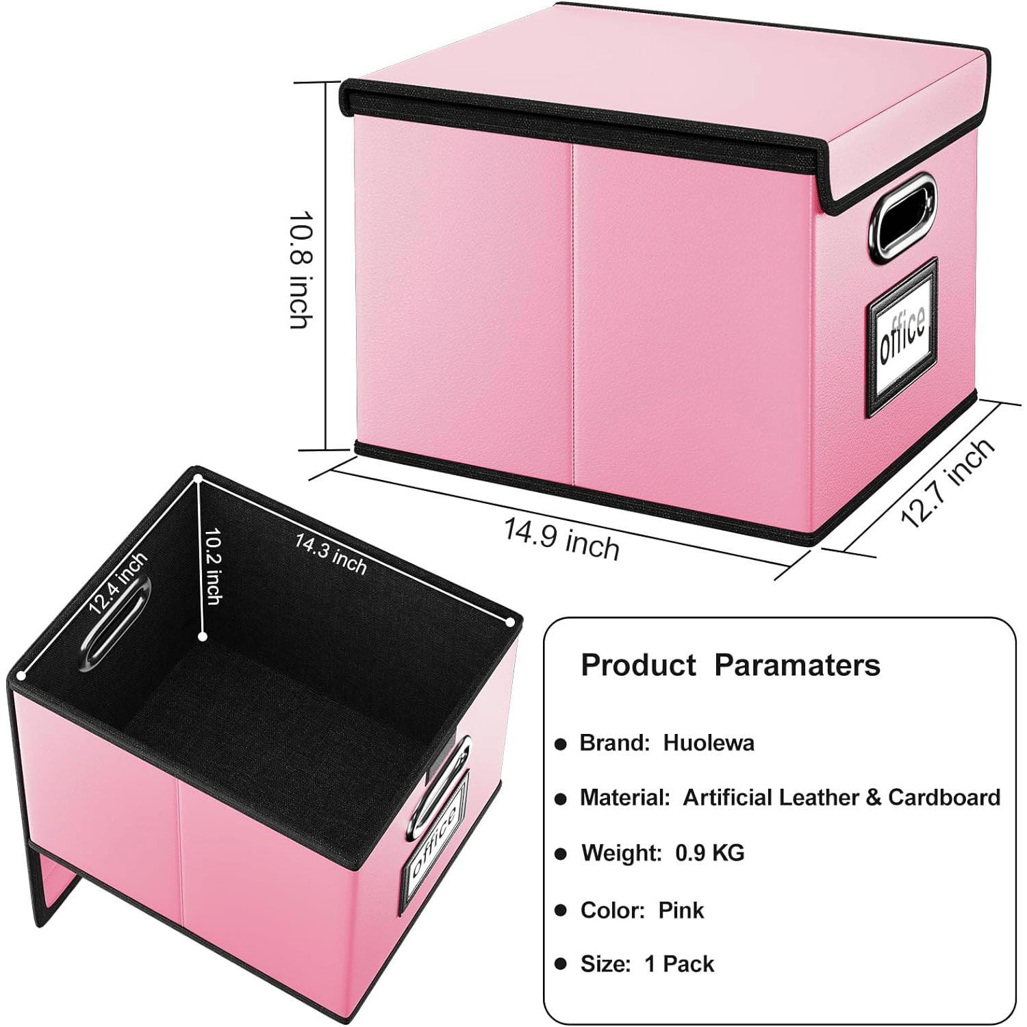 Upgraded File Organizer Box With Lid, Collapsible Faux Leather Hanging ...