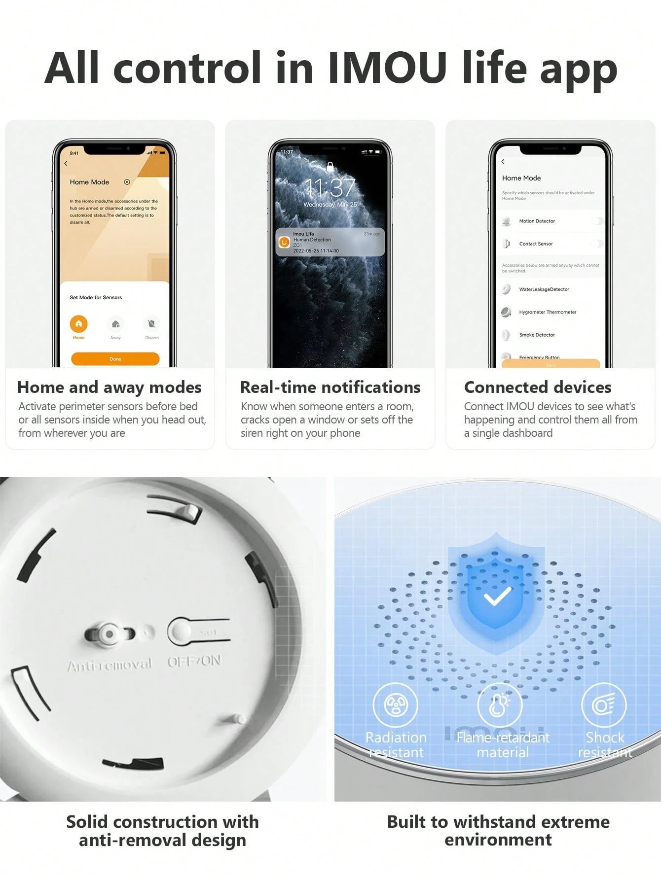 IMOU IMOU WiFi Alarm Siren Smart Life 85dB Loud Speaker ZigBee 3.0 With Strobe Flash Siren Long ...