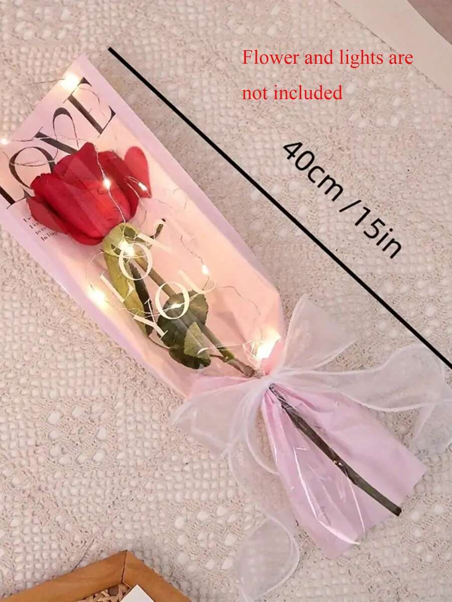 20pcs,Flower Packaging Bag, Single Rose Opp Bag, Valentine'S Day Single ...