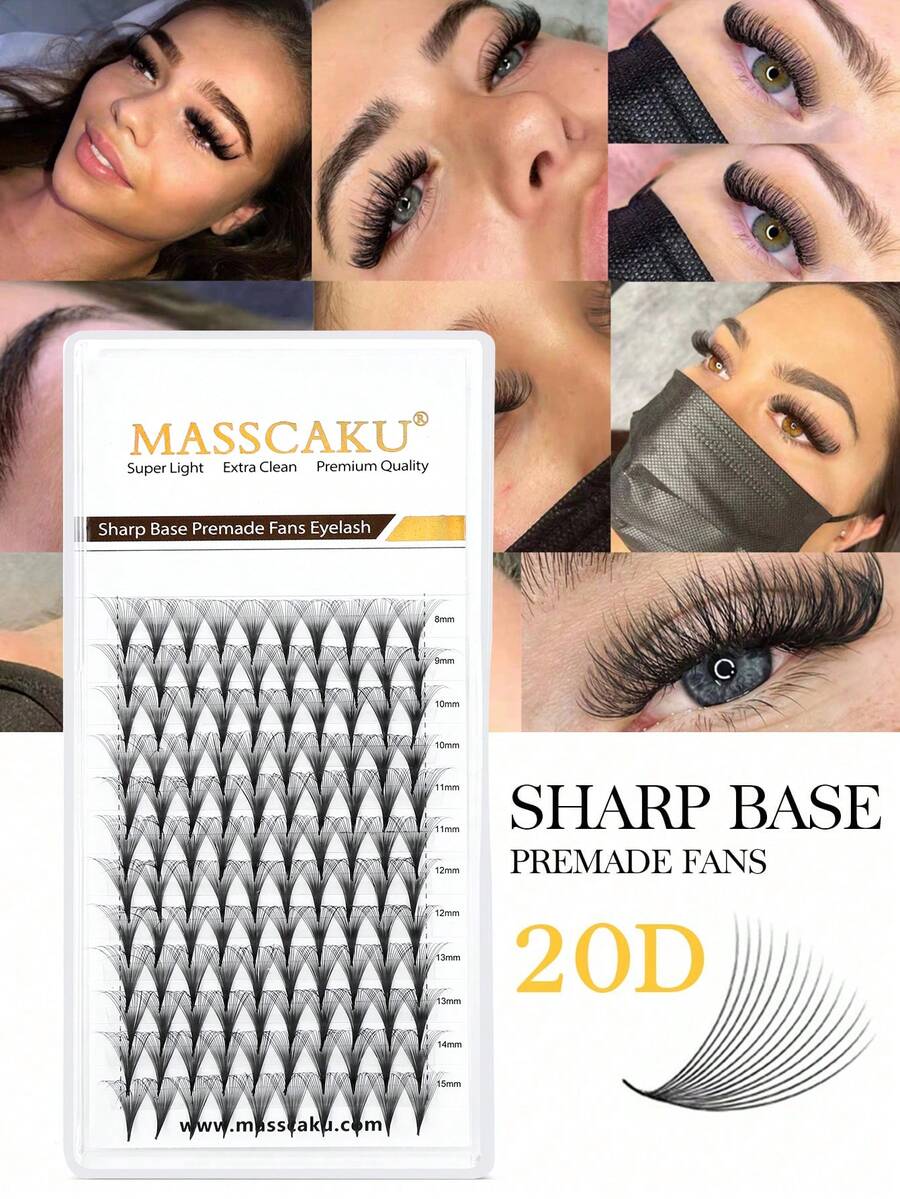 12Rows 20D Superior Sharp Base Eyelash Extensions Pro Made Stem Premade ...