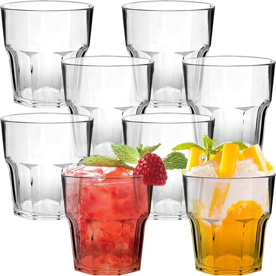 8 Pack Clear Plastic Tumblers 260ml Reusable Plastic Cups Stackable ...
