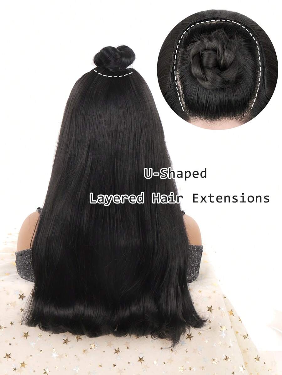 55cm/22inch Wig Woman's One-Piece Invisible Invisible V-Shaped Long ...