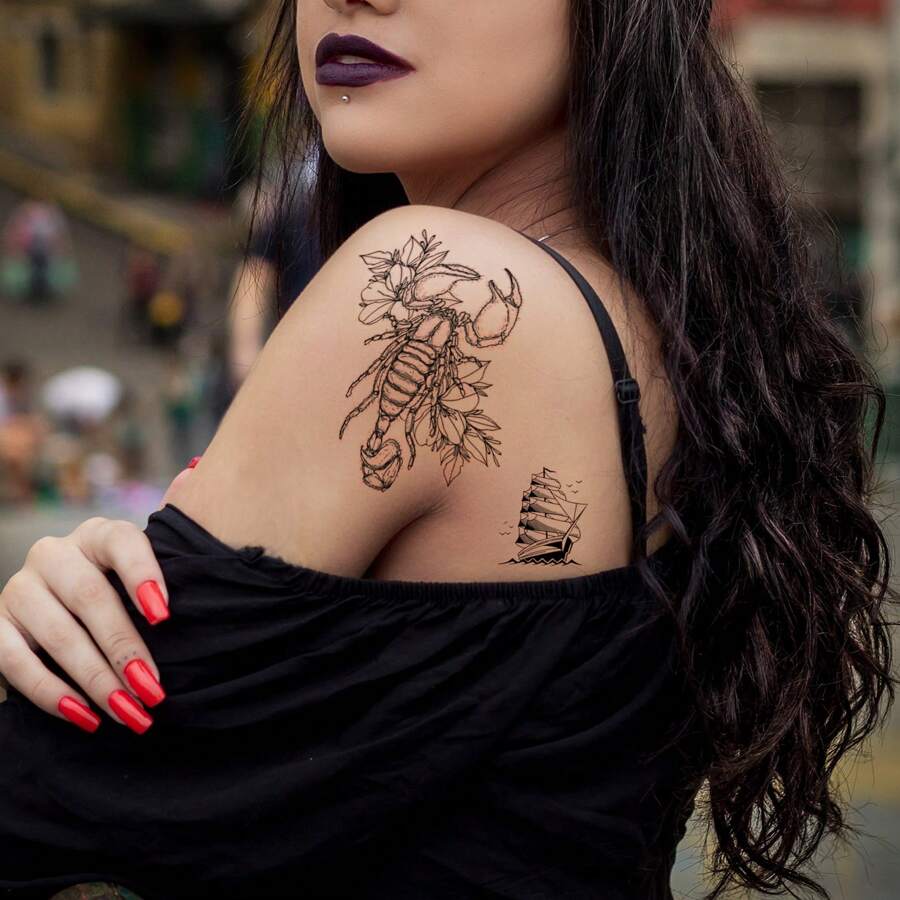 4 Half Arm Temporary Tattoos Sleeve Tattoos Waterproof Realistic Long ...