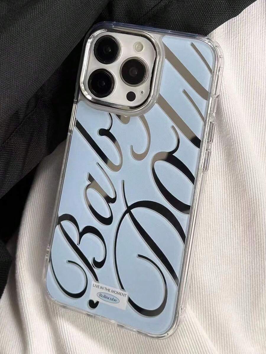 1pc Mirrored Material - Shatter English Text Phone Case For IPhone 11 ...