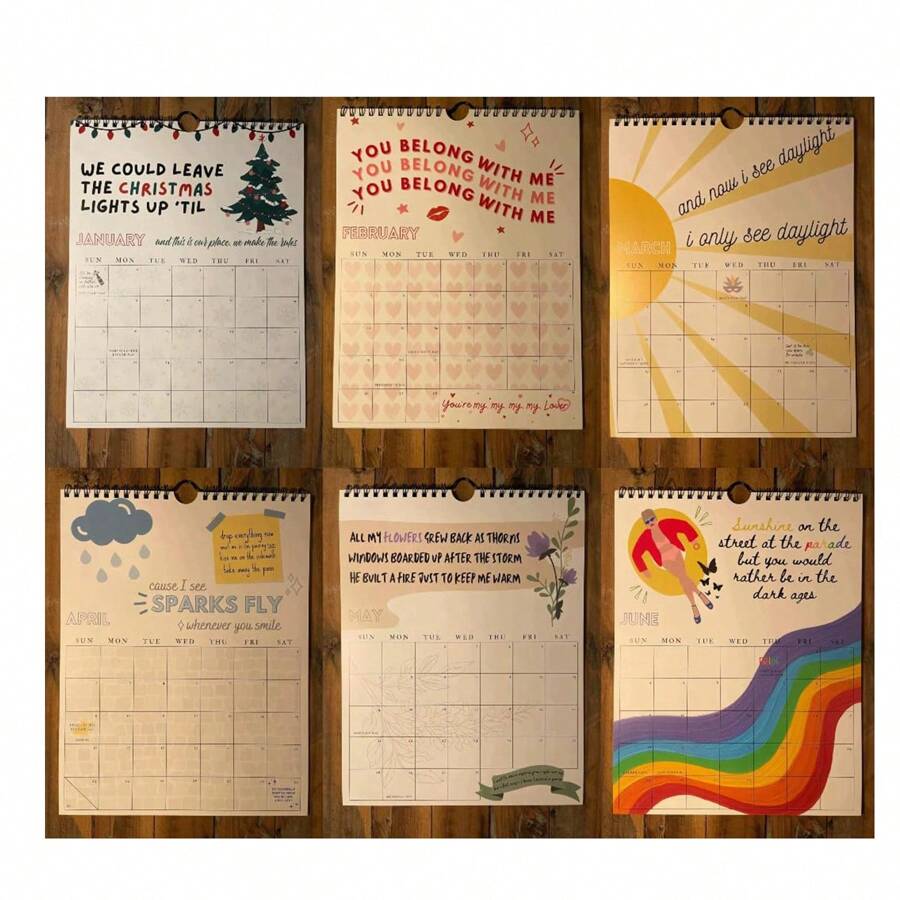 2024 TS Lyrics Calendar, Calendar 2024 Wall Calendar 2024 Music Posters ...