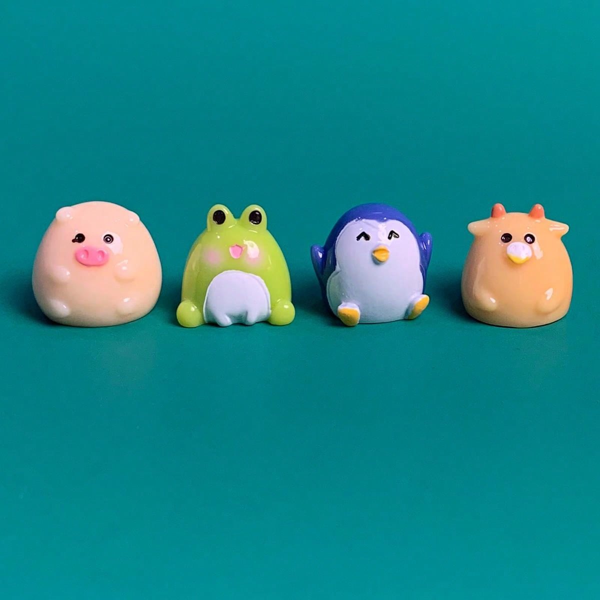 7pcs Mini Landscape Animal Figurines, Cute Frogs, Penguins, Tigers ...