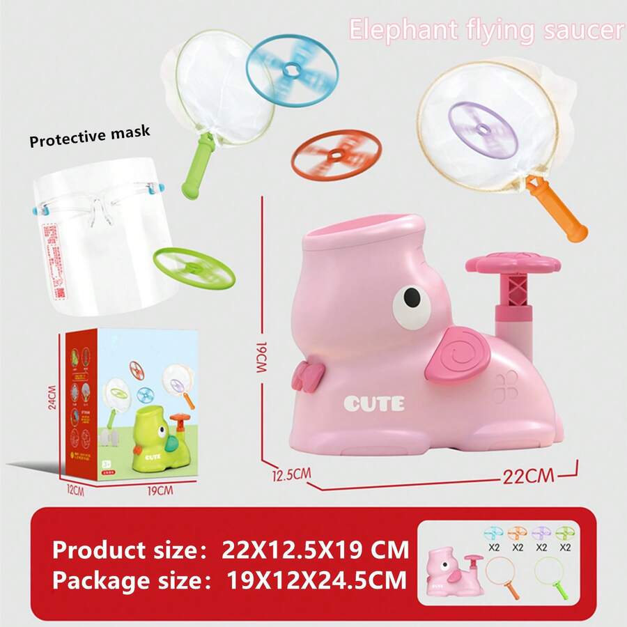 Elephant & Dog Themed Disc Shooter And Catcher Set With Bamboo ...