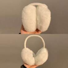 A Foldable Plush High-End White Earmuff For Men And Women. Suitable To ...