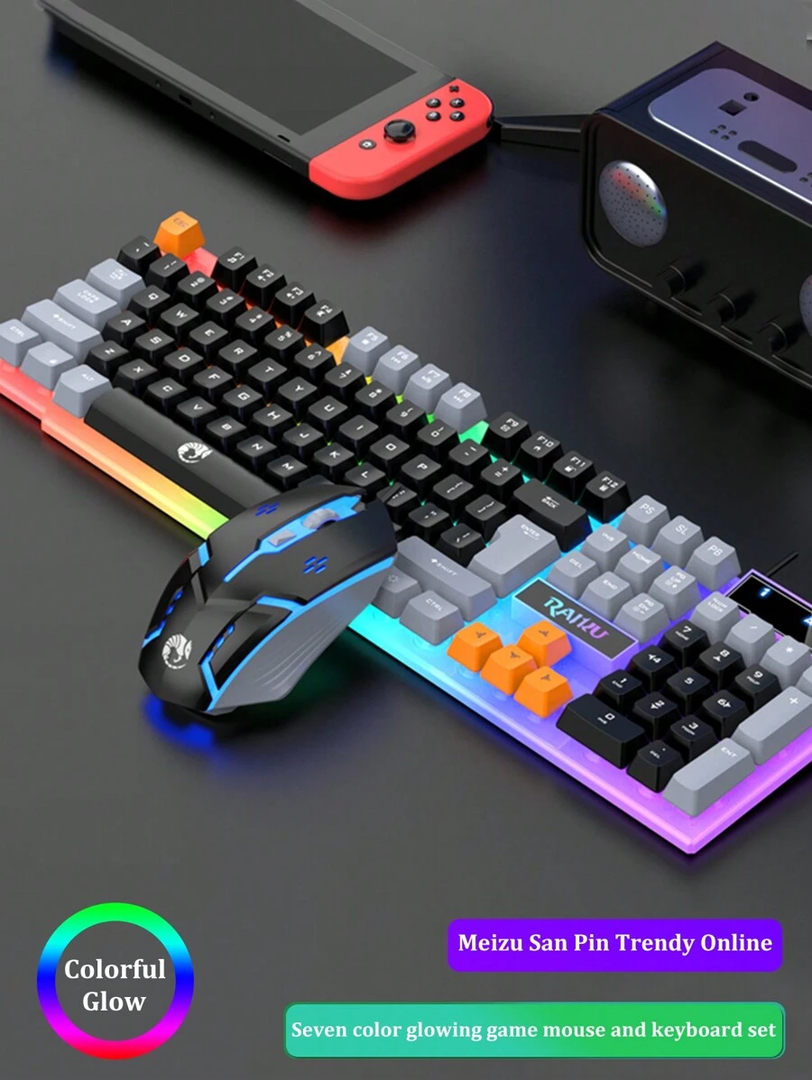 RAIKU T26 Stylish Wired Rgb Gaming Mouse And Keyboard Set, Perfect For ...