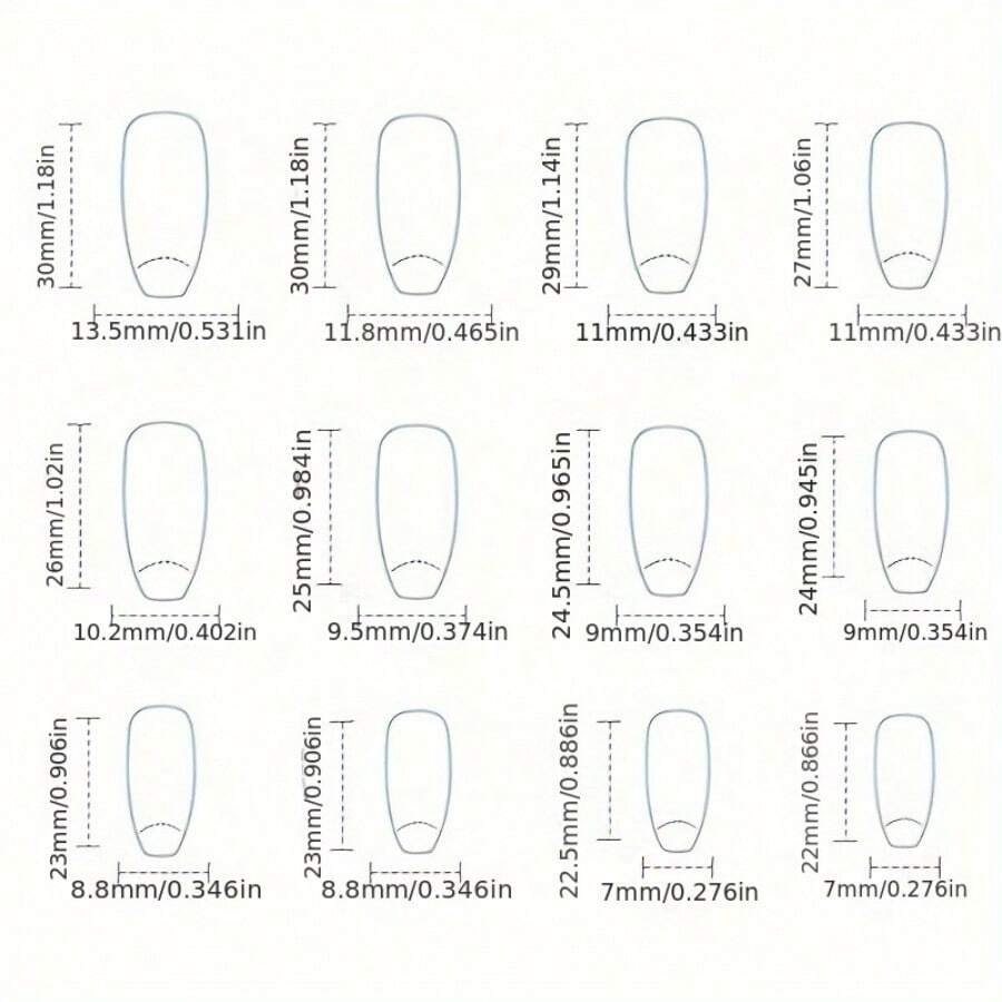 24pcs Set Long Ballet Shape False Nails In Sweet Cool Simple