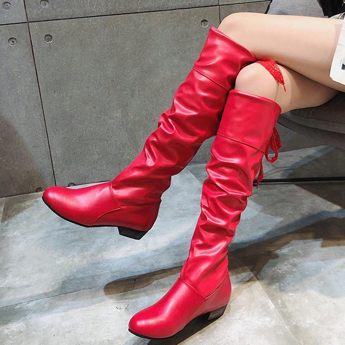 Botas De Mujer Con Lazo Decorativo, Botas De Mujer Con Tacones Altos Y ...