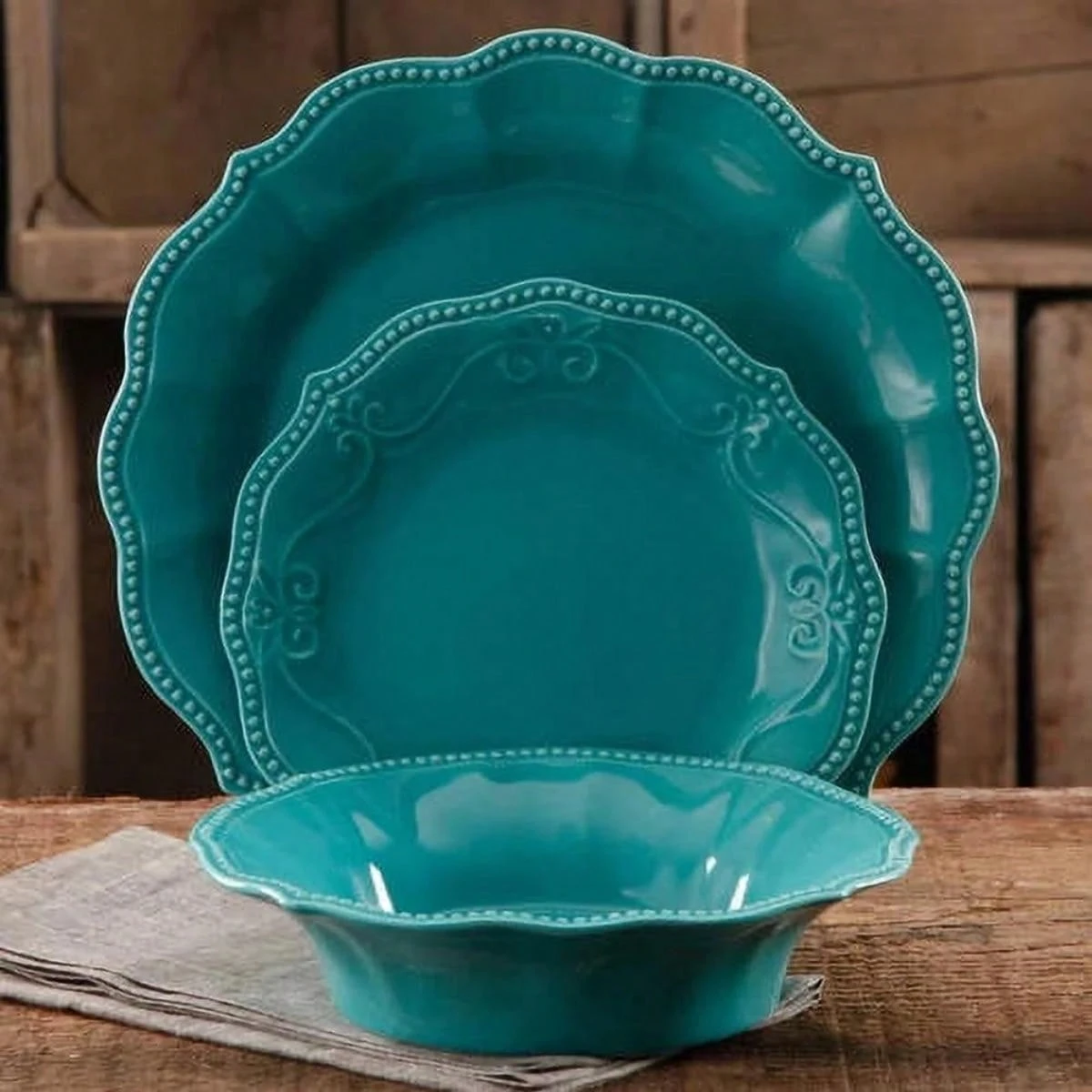 12-Piece Dinnerware Set, Turquoise | SHEIN USA