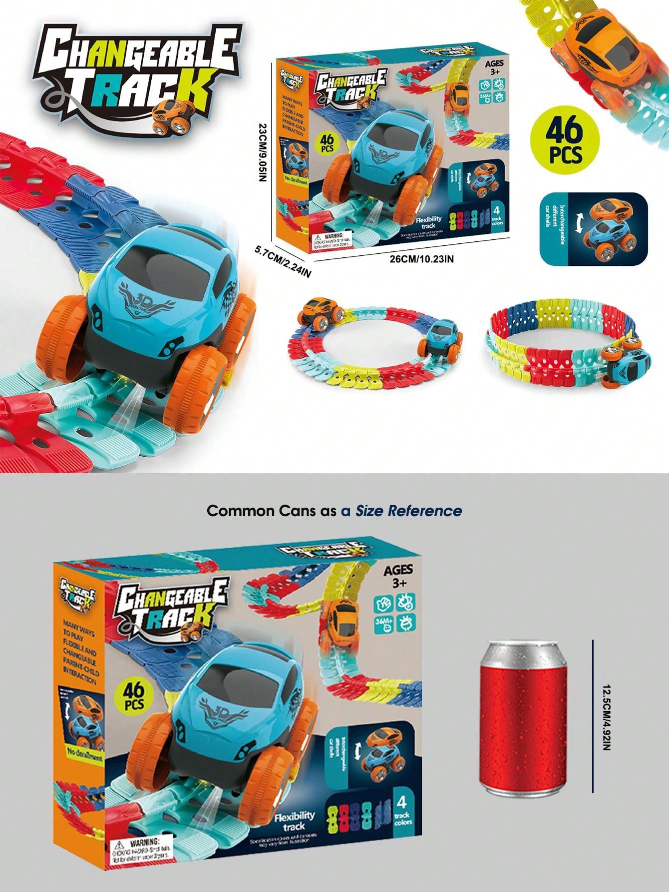 Flexible Track Car Toy Set W/ Electric Flipping Stunt Car, Diy Soft ...