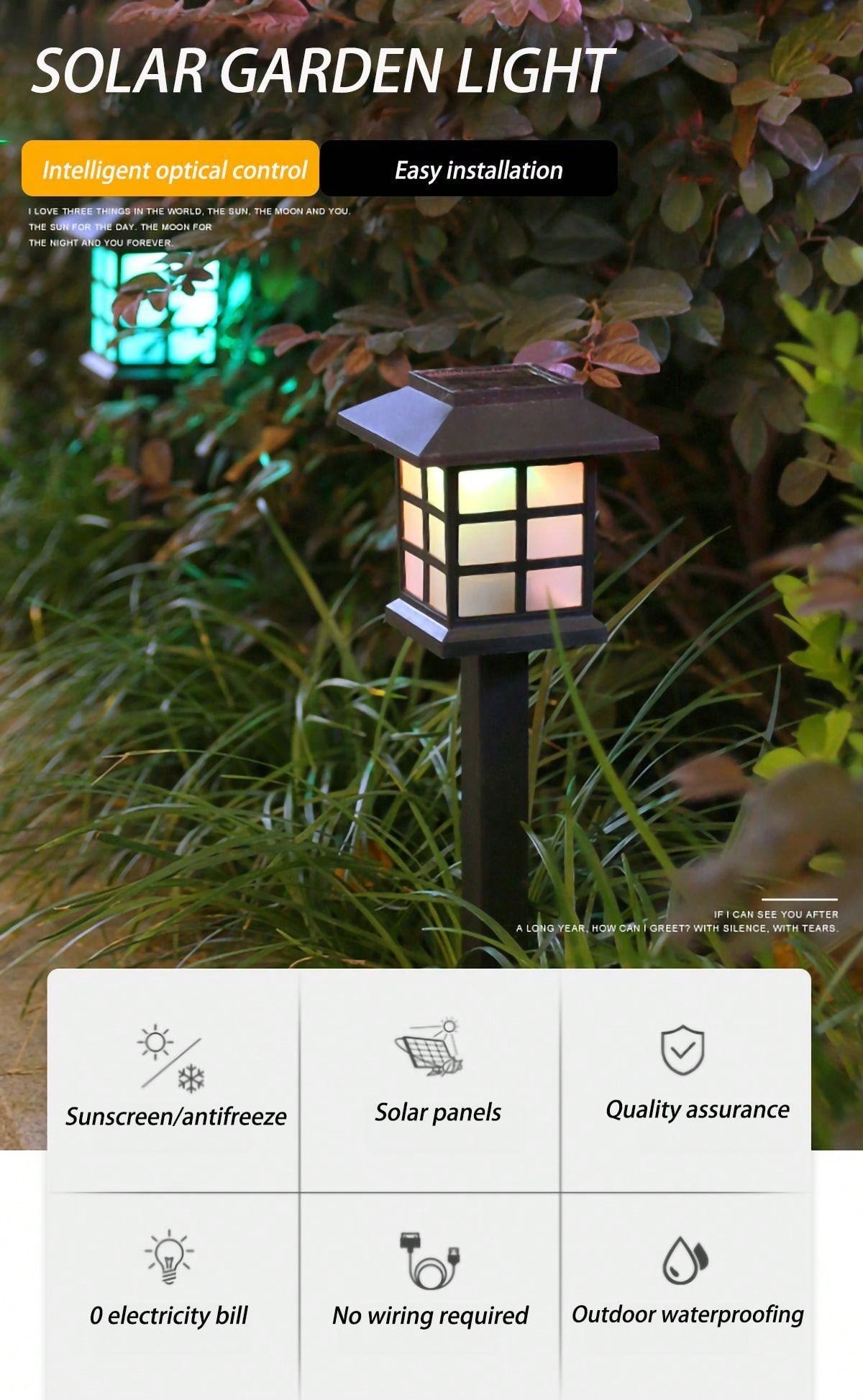 2 Outdoor Solar Garden Night Lights. 1 LED Small Lawn Light, Courtyard ...