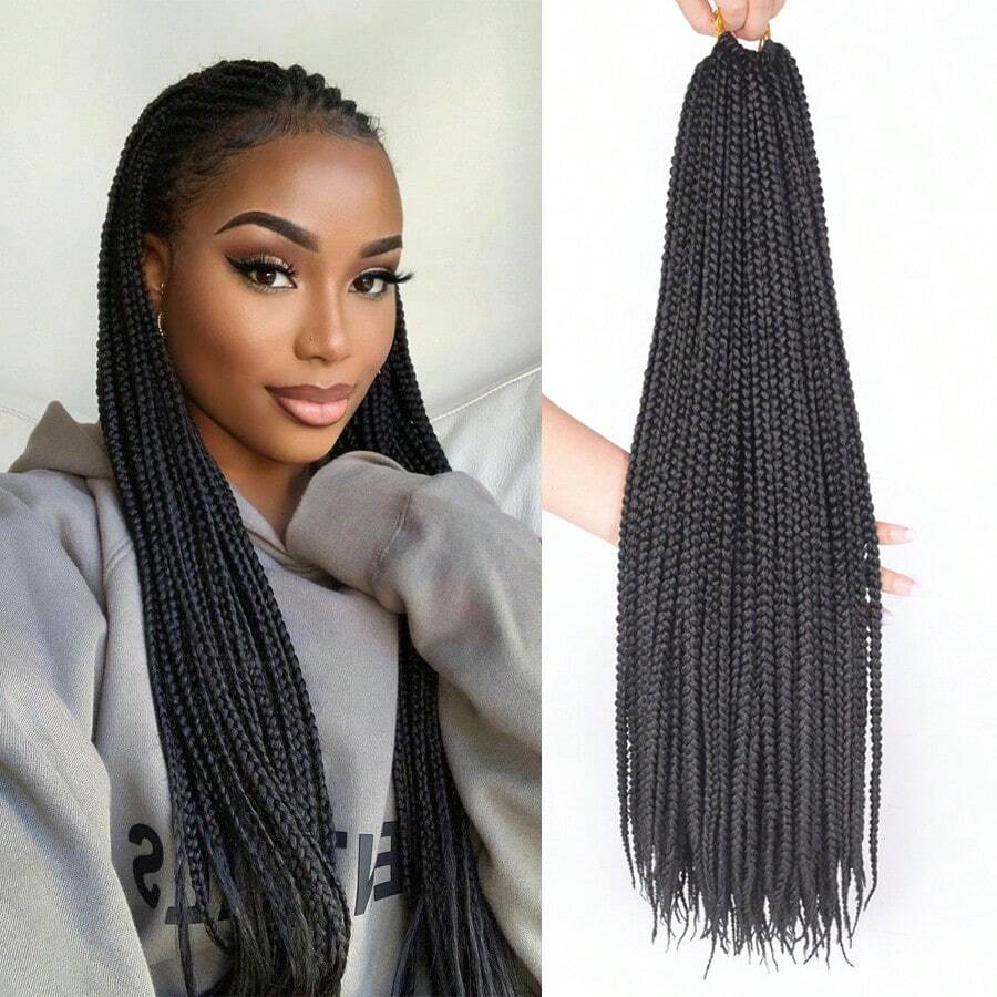1piece Box Braids Crochet Hair 24 Inch Long Crochet Braids Pre Looped ...