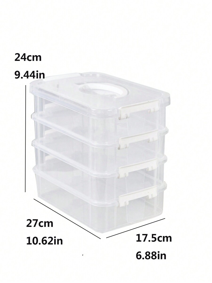 1pc 4 Layers Transparent Household Storage Box With Divided Drawers ...