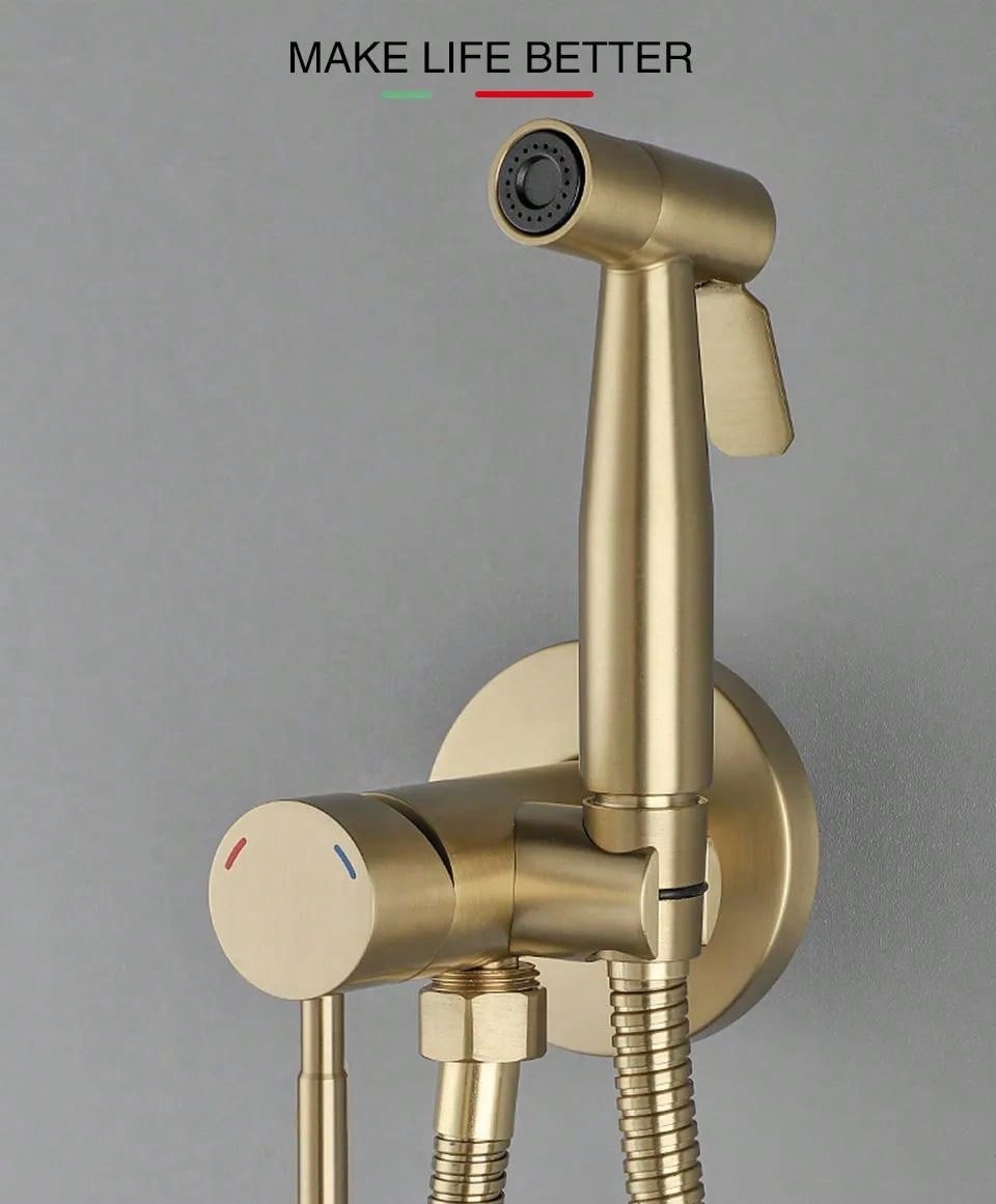 A Set G1/2 Gold Bidet Faucet Stainless Steel Toilet Faucet Portable ...