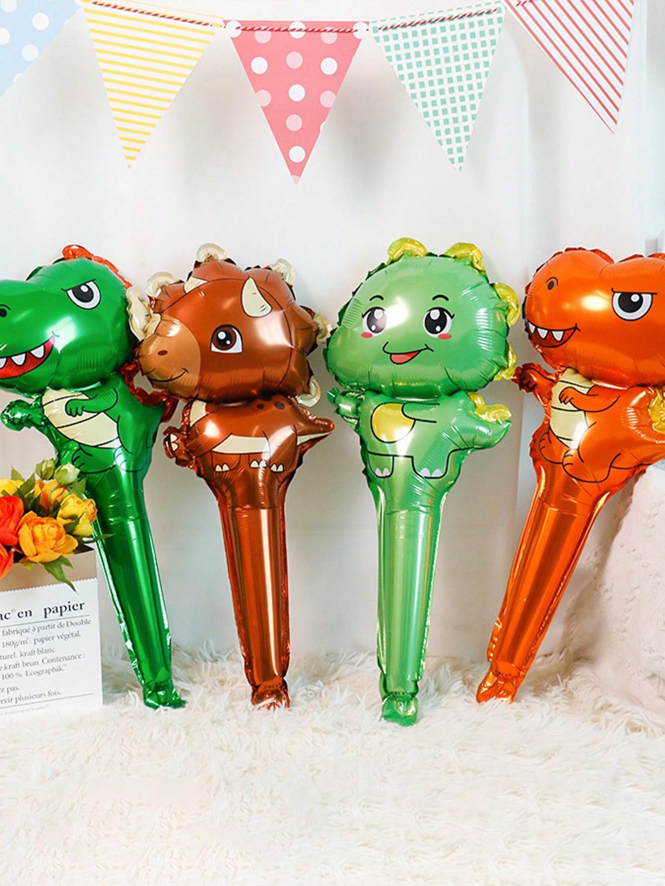 5pcs Dinosaur Shaped Handheld Balloon, Party Decorations For Dinosaurs ...